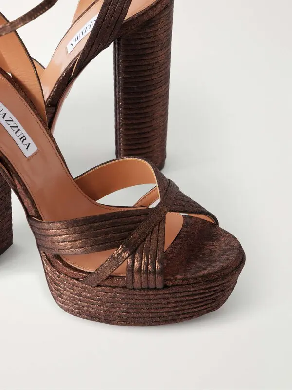AQUAZZURA Sundance 140 Metallic Leather Sandals
