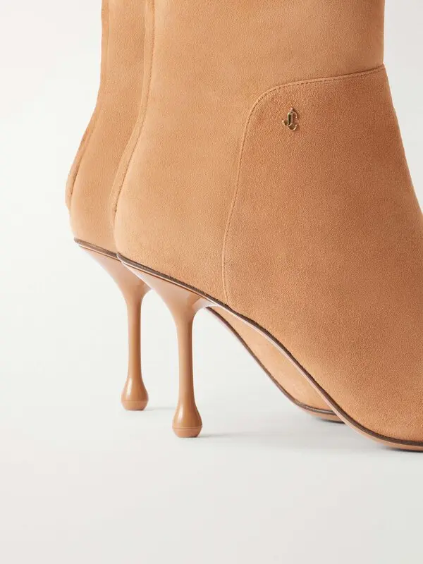 JIMMY CHOO Cycas 80 Logo-embellished Suede Ankle Boots