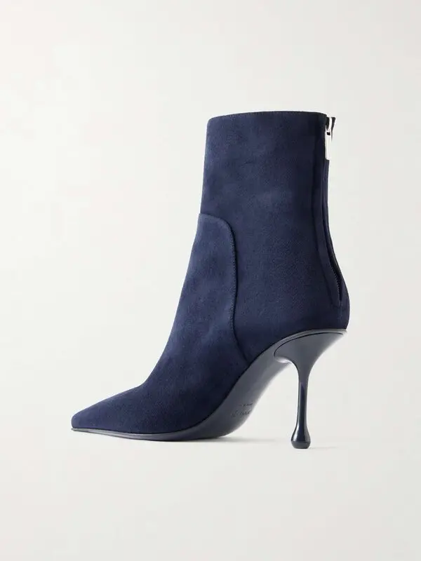 JIMMY CHOO Cycas 80 Logo-embellished Suede Ankle Boots