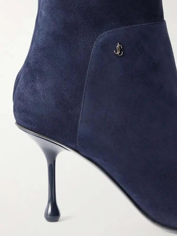 JIMMY CHOO Cycas 80 Logo-embellished Suede Ankle Boots