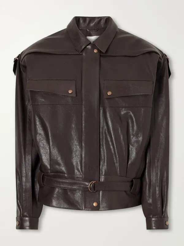 Magda Butrym Belted Leather Jacket - Brown
