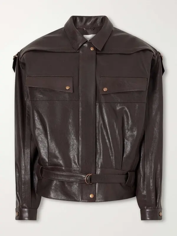Magda Butrym Belted Leather Jacket - Dark Brown
