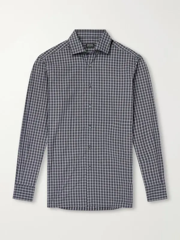 Zegna Centoquaranta Checked Cotton-twill Shirt