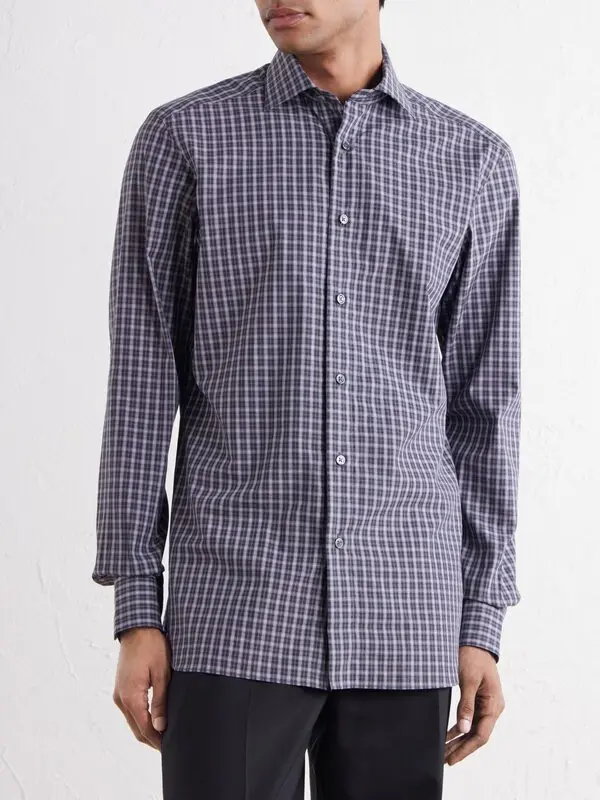 Zegna Centoquaranta Checked Cotton-twill Shirt