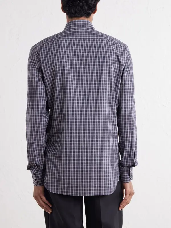 Zegna Centoquaranta Checked Cotton-twill Shirt