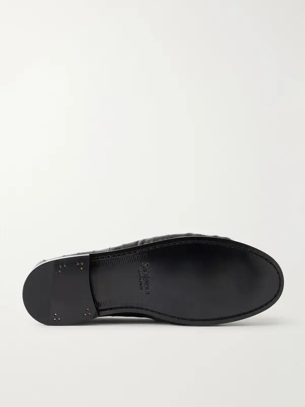 Saint Laurent Monogram Croc-effect Leather Loafers
