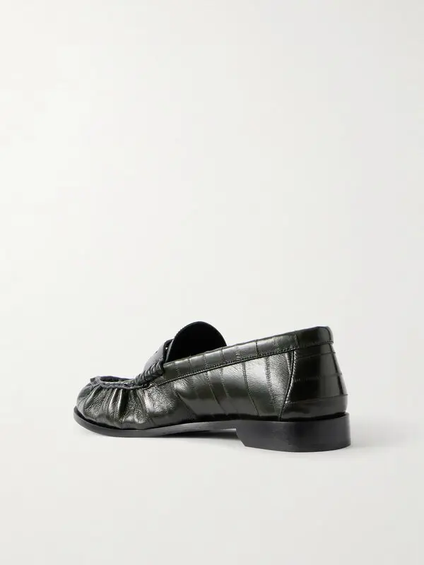 Saint Laurent Monogram Croc-effect Leather Loafers