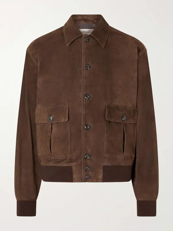 VALSTAR Colin Suede Bomber Jacket - Brown