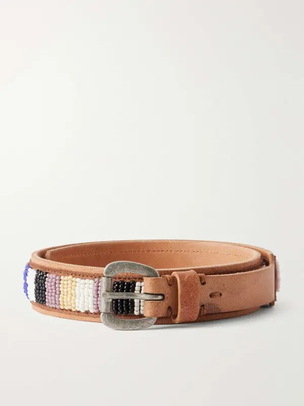 Visvim 3cm Beaded Leather Belt - Brown