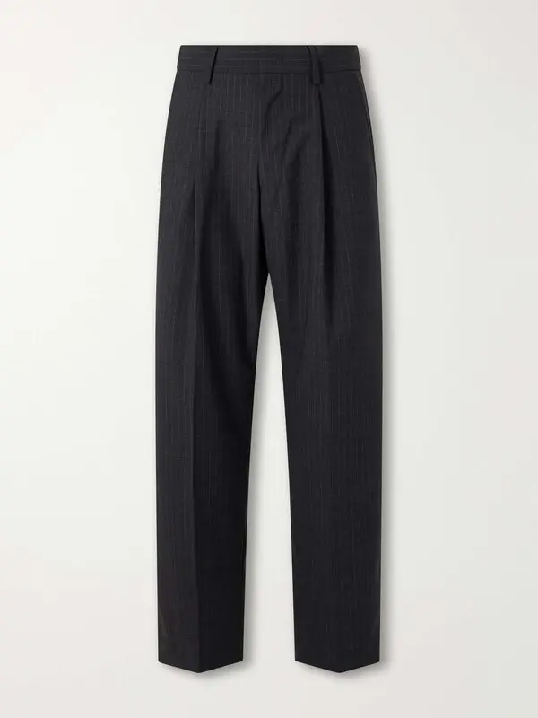 Nn07 Kay 10037 Straight-leg Pleated Pinstriped Woven Trousers