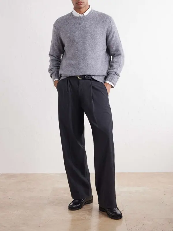 Nn07 Kay 10037 Straight-leg Pleated Pinstriped Woven Trousers