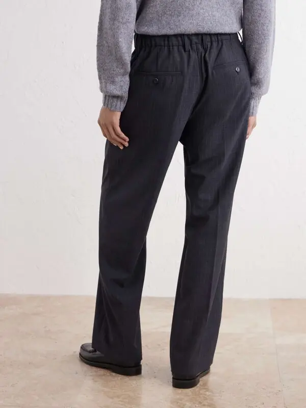 Nn07 Kay 10037 Straight-leg Pleated Pinstriped Woven Trousers