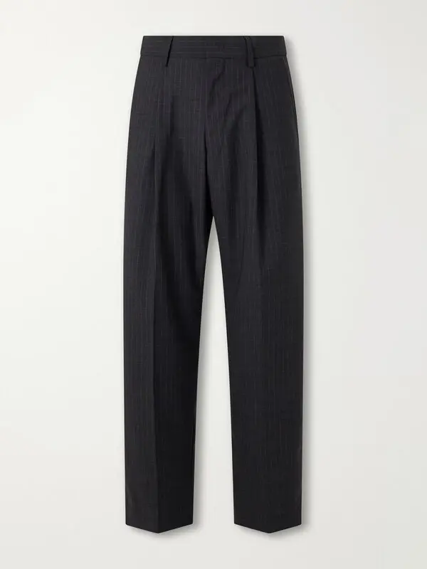 Nn07 Straight-leg Pleated Pinstriped Woven Trousers