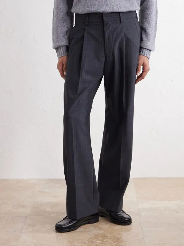 Nn07 Straight-leg Pleated Pinstriped Woven Trousers
