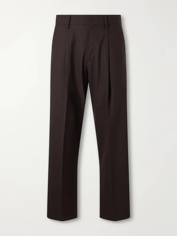 Nn07 Kay 10037 Straight-leg Pleated Woven Trousers - Brown