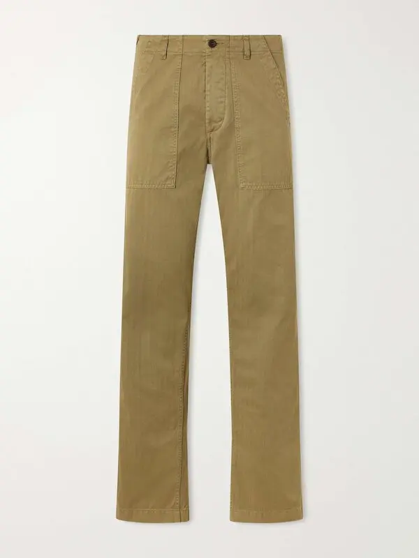 FORTELA Newfatigue Straight-leg Cotton-herringbone Trousers - Green