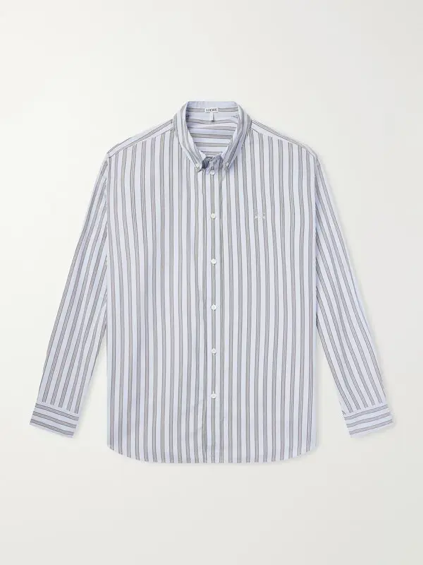 Loewe Striped Cotton-poplin Shirt - Blue
