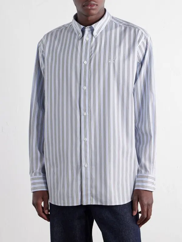 Loewe Striped Cotton-poplin Shirt - Blue