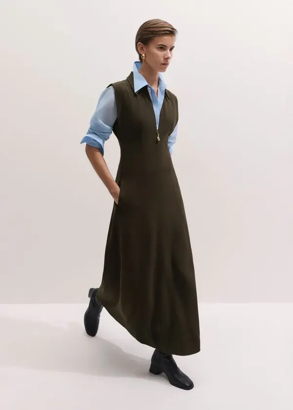 ME+EM Paneled Crepe Maxi Dress