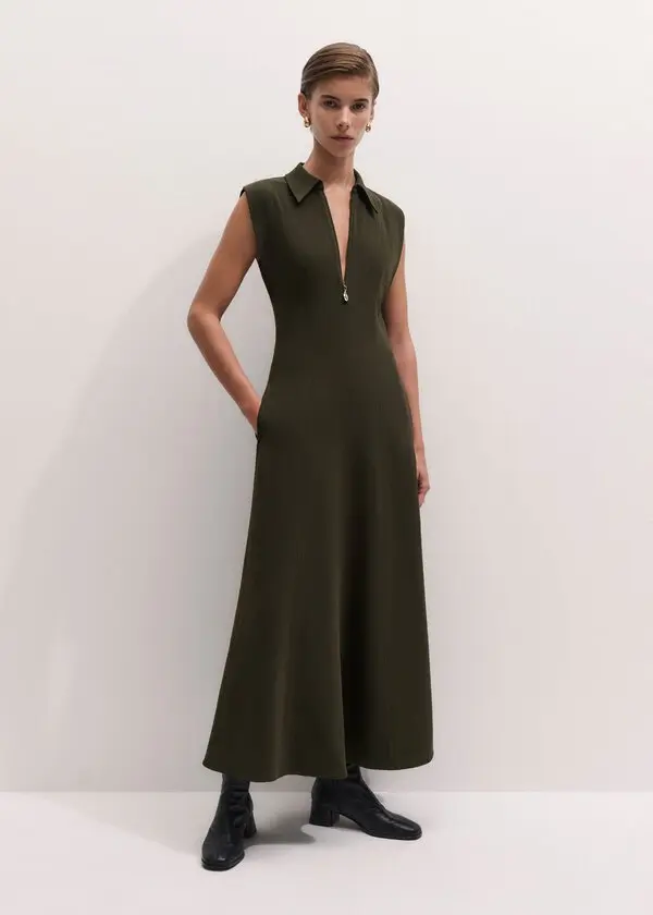ME+EM Paneled Crepe Maxi Dress
