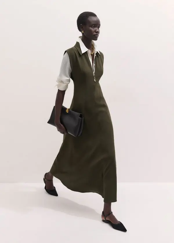 ME+EM Paneled Crepe Maxi Dress