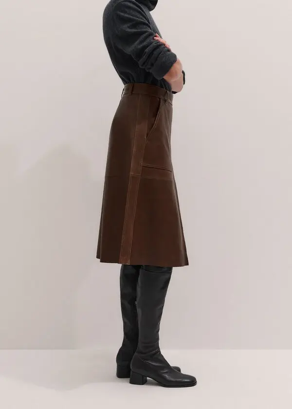 ME+EM Luxe Pleat Front Midi Skirt