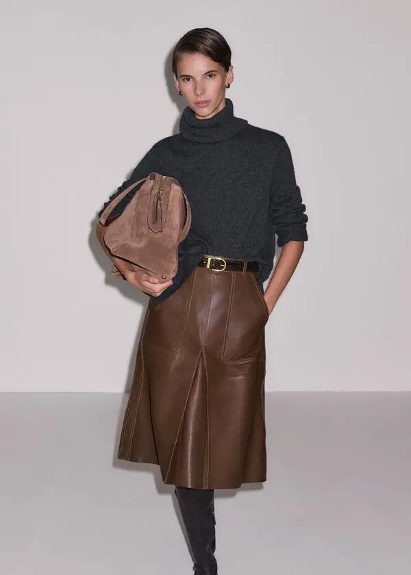 ME+EM Luxe Pleat Front Midi Skirt