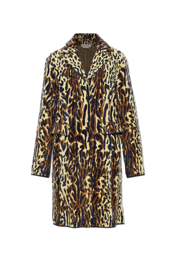 Marni Velvet Coat With Animal Print - Black