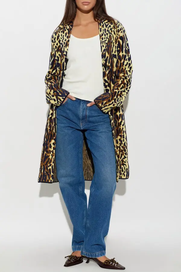 Marni Velvet Coat With Animal Print