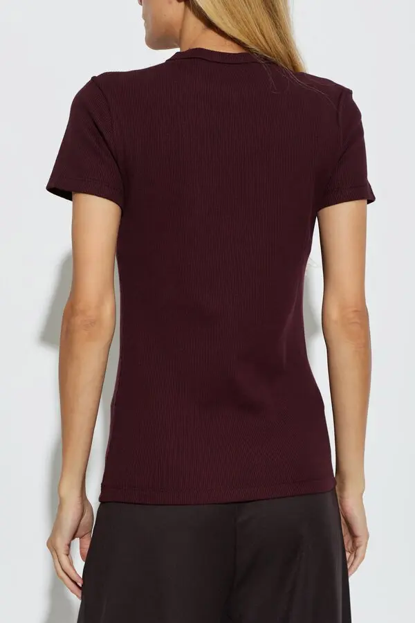 Lacoste Ribbed Cotton T-shirt With Logo Patch
