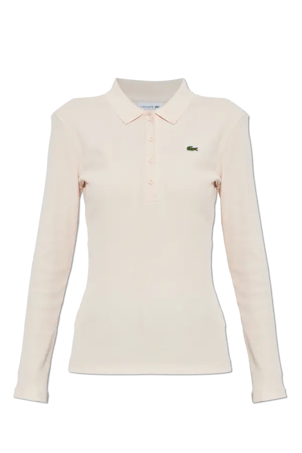 Lacoste Ribbed Long-sleeve Polo - Pink