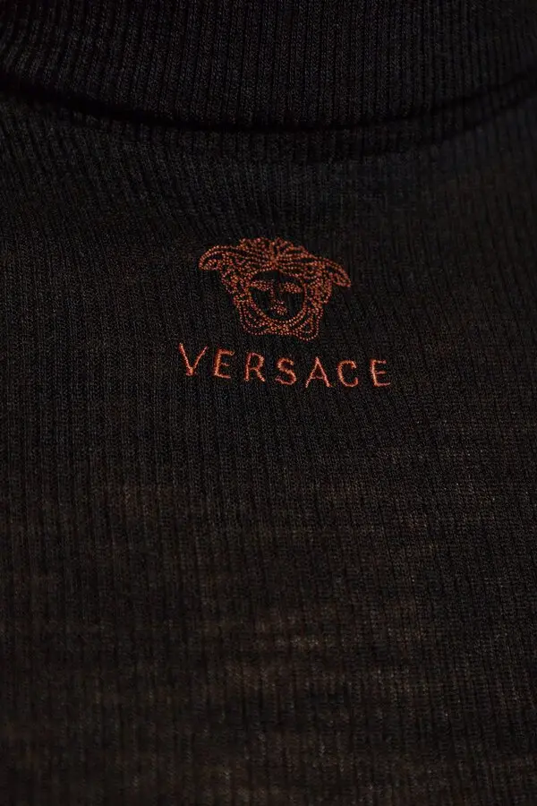Versace Wool Turtleneck With Embroidered Logo
