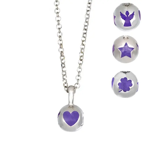 MYRTO KATRAMADOU JEWELLERY Purple / Silver Melina Pendant Silver Violet Angel, Heart, Trefoil, Star - Purple/silver