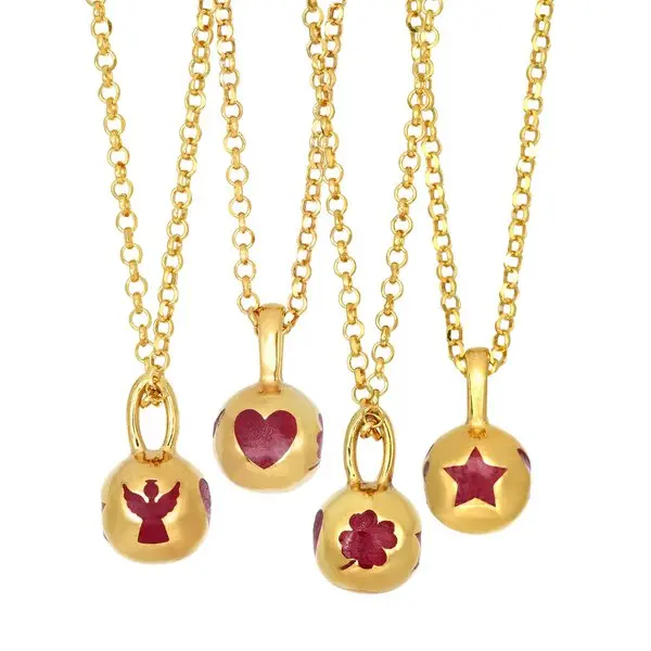 MYRTO KATRAMADOU JEWELLERY Red / Gold Melina Pendant Gold-plated Silver Red -angel, Heart, Trefoil, Star - Red/gold