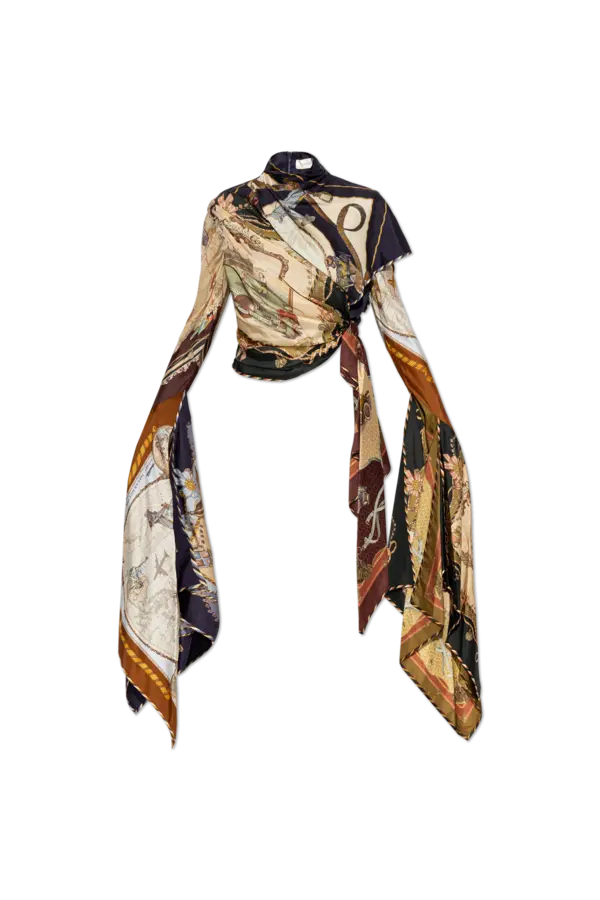 Zimmermann Silk Top With Decorative Side Tie And Multicolor Print - Multicolour