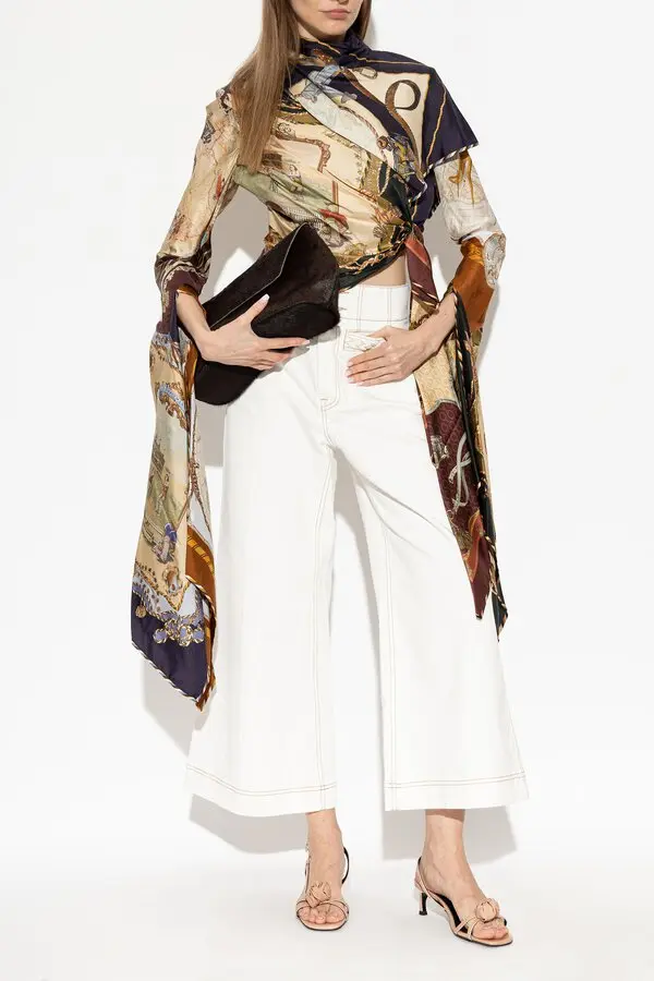 Zimmermann Silk Top With Decorative Side Tie And Multicolor Print