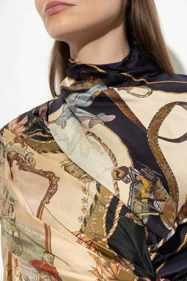 Zimmermann Silk Top With Decorative Side Tie And Multicolor Print