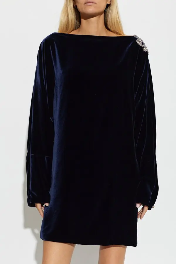 Versace Velour Dress With Long Sleeves