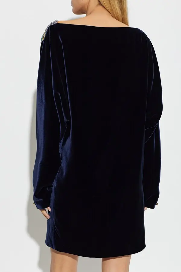 Versace Velour Dress With Long Sleeves