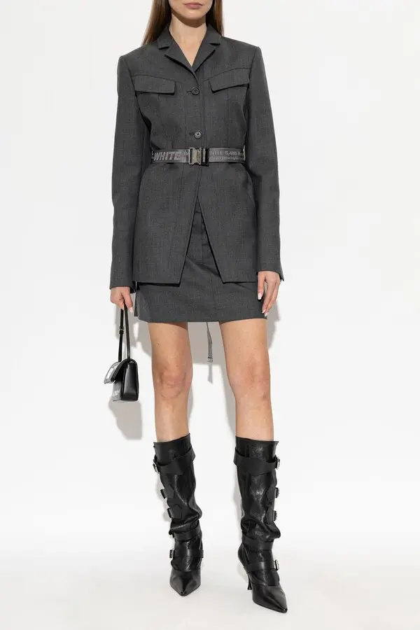 Off-White Wool Skirt