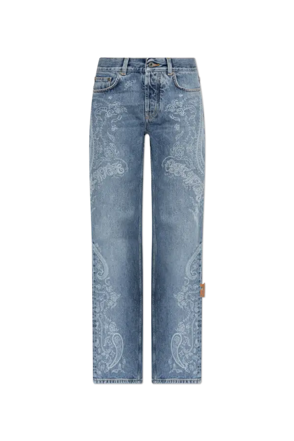 Off-White Patterned Jeans - Blue