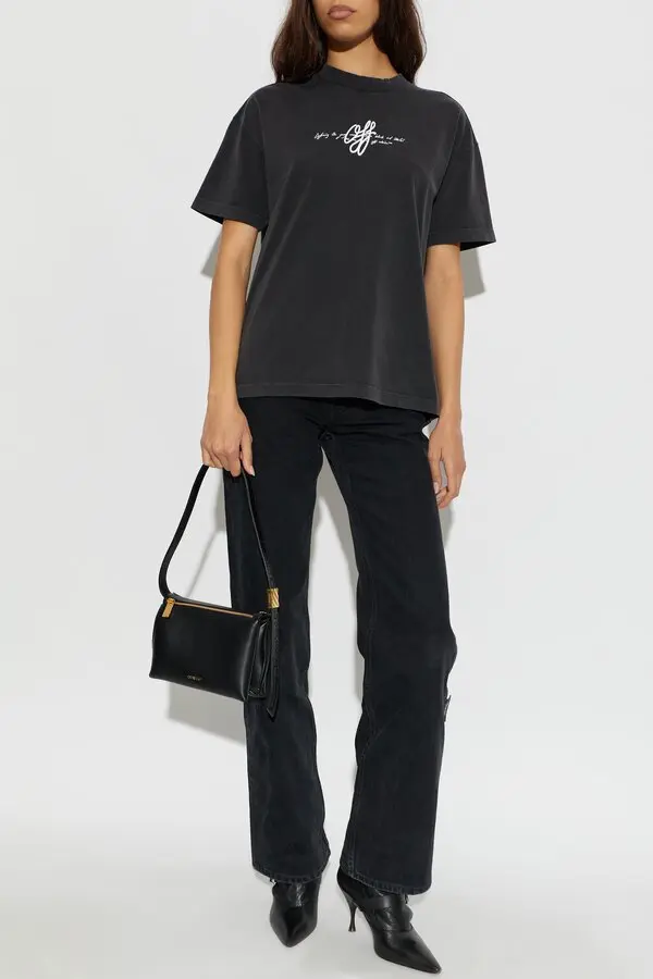 Off-White Oversized Cotton T-shirt With Graphic Print