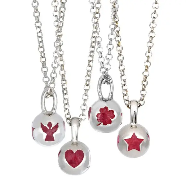 MYRTO KATRAMADOU JEWELLERY Red / Silver Melina Pendant Silver Red Angel, Heart, Trefoil, Star - Red/silver