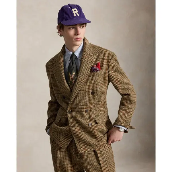 Ralph Lauren Heyworth Glen Plaid Wool Tweed Double Breasted Suit Jacket