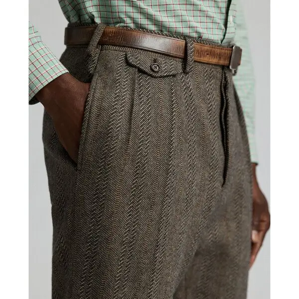 Ralph Lauren Slim Fit Wool-cotton Herringbone Trouser