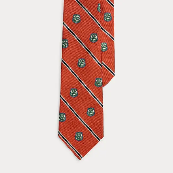 Ralph Lauren Silk Repp Club Tie - Orange