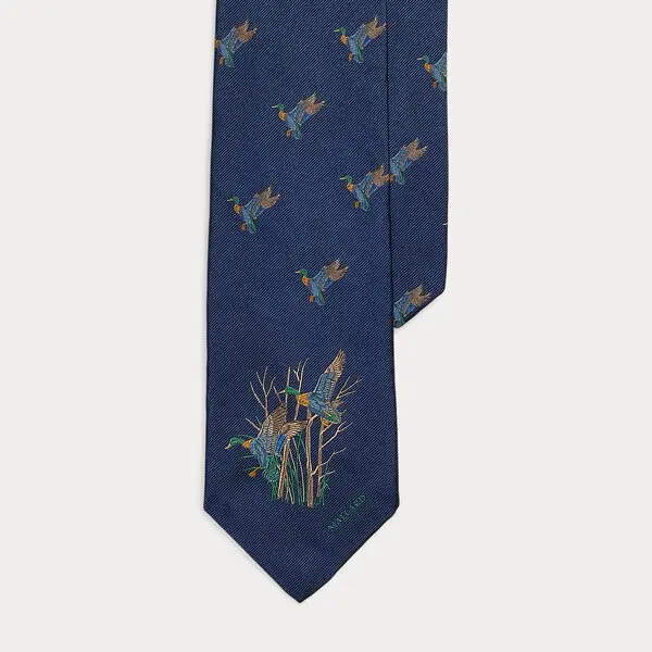 Ralph Lauren Graduate Mallard-patterned Silk Neck Tie - Navy