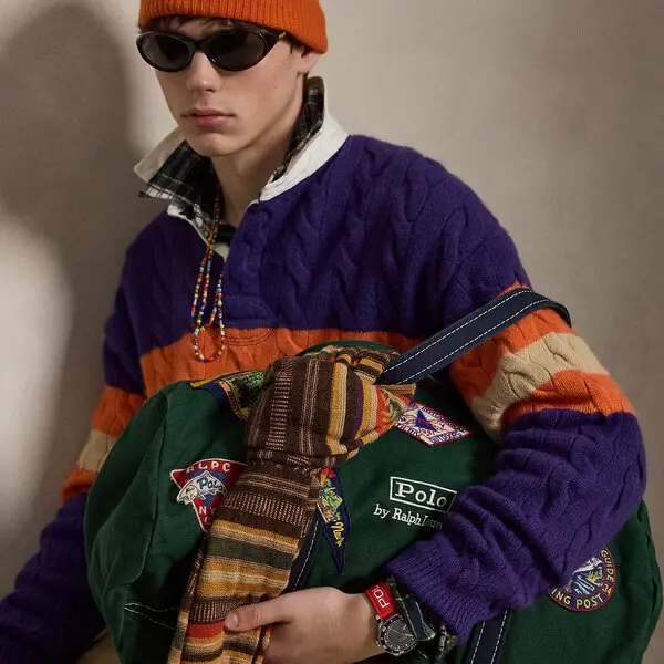 Ralph Lauren Logo-patch Canvas Duffel - Green/navy