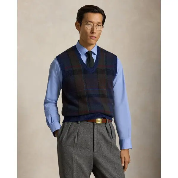Ralph Lauren Plaid Wool-cotton Sweater Vest
