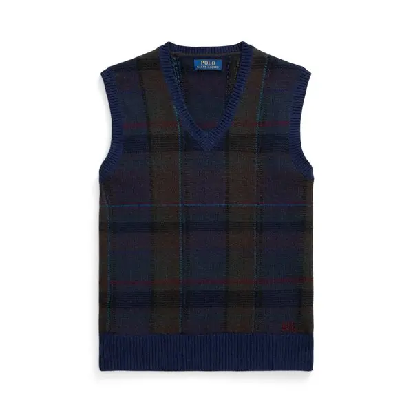Ralph Lauren Plaid Wool-cotton Sweater Vest